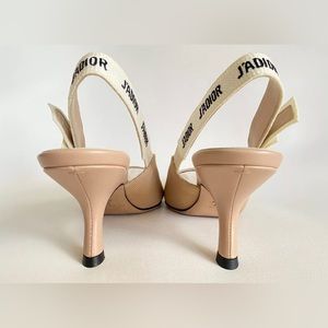 Dior | Shoes | Christian Dior Jadior Fabric Ribbon Beige Kitten Heel ...